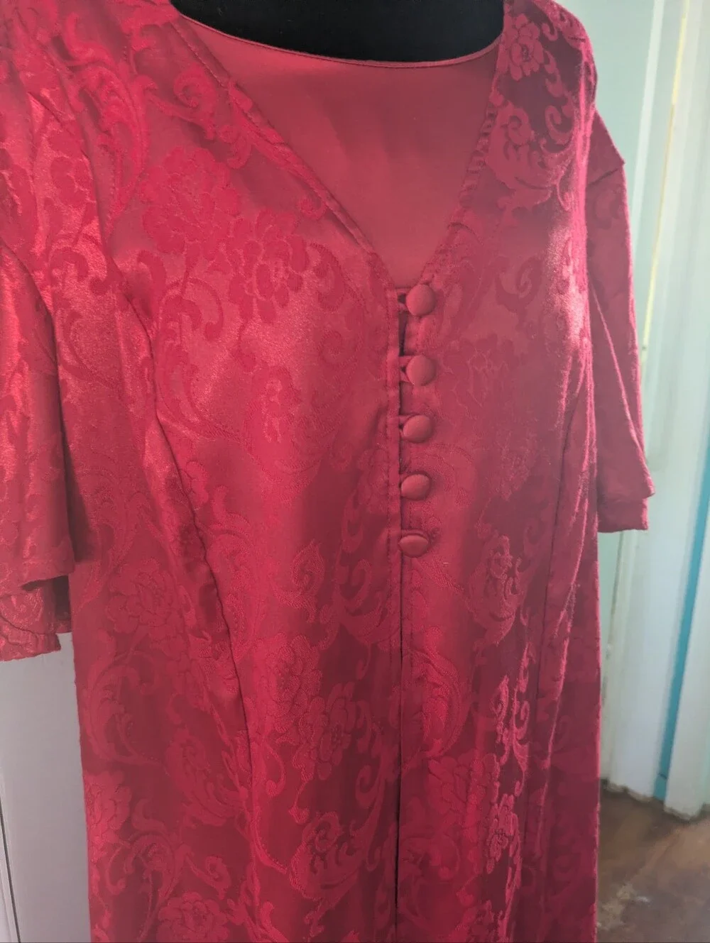 Olivia | Dresses | Vintage 99s Olivia Rose Red Satin Brocade Maxi Gown ...